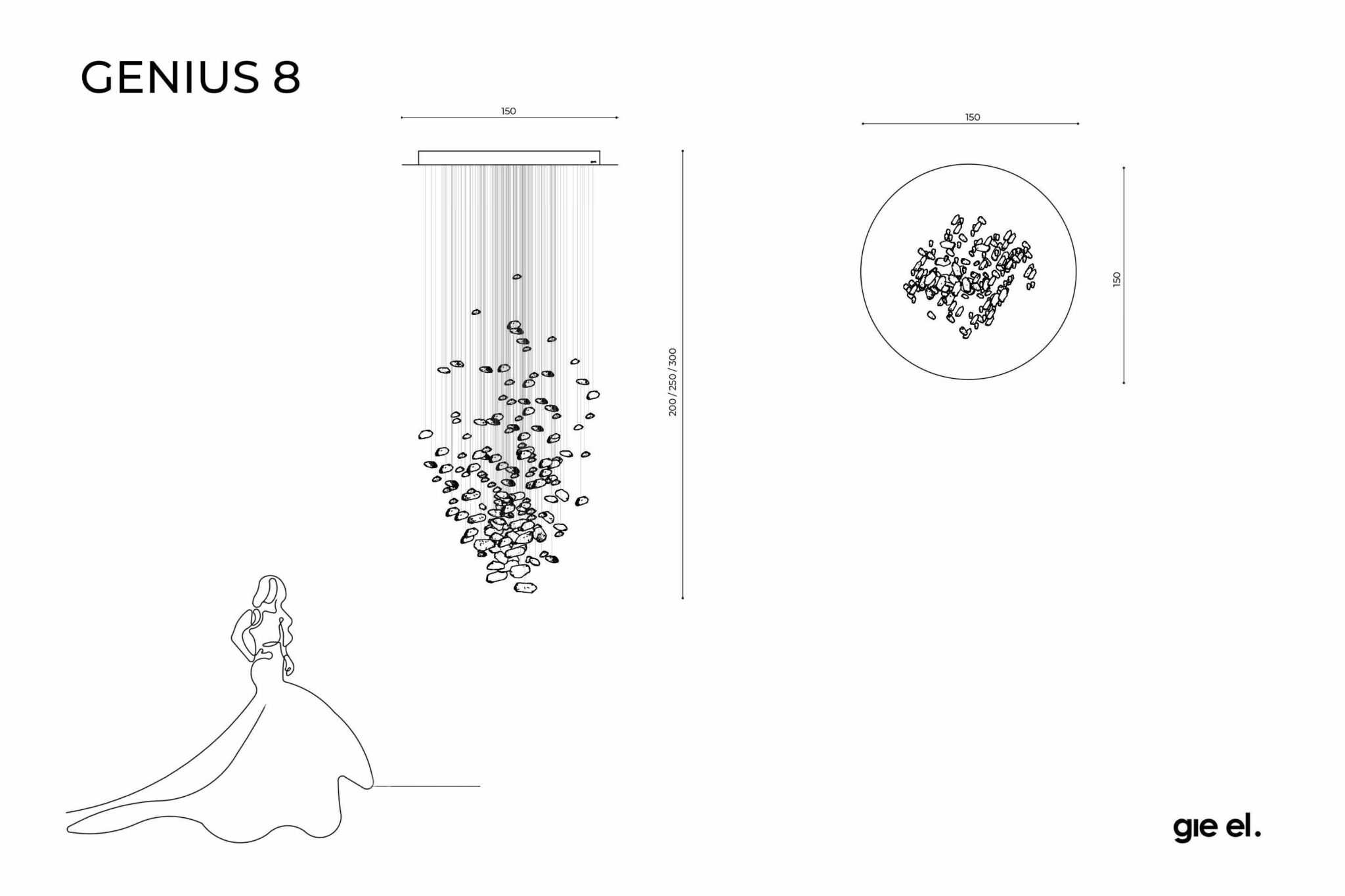 GENIUS 8 chandelier LGH0868 - gie-el